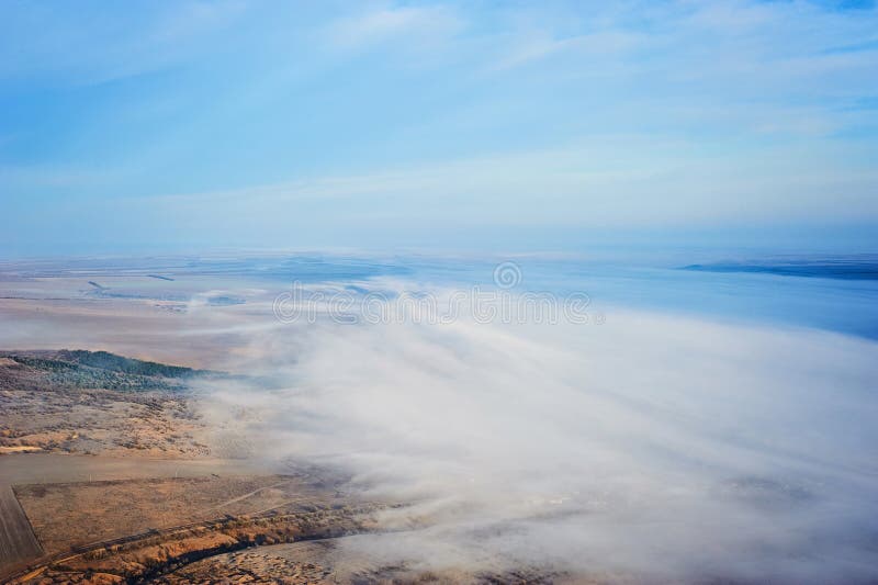 Aerial Landscape. Fog Above the Fields Stock Photo - Image of field ...