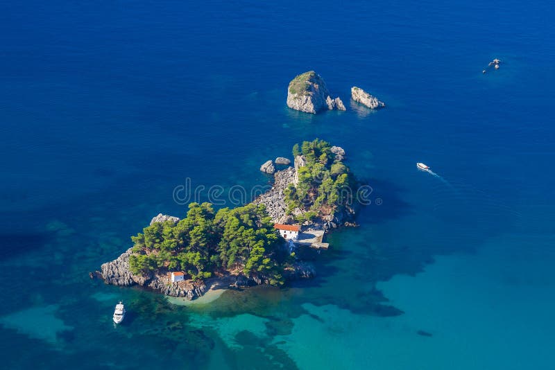 Aerial landscape of Parga stock image. Image of tourism - 37443995
