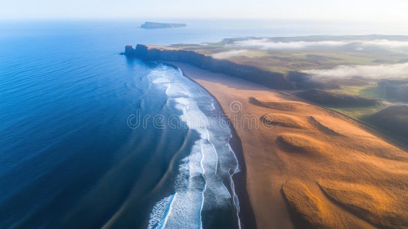 Aerial Landscape Rugged Coastal Cliffs Waves Ocean Evening Light Stock ...
