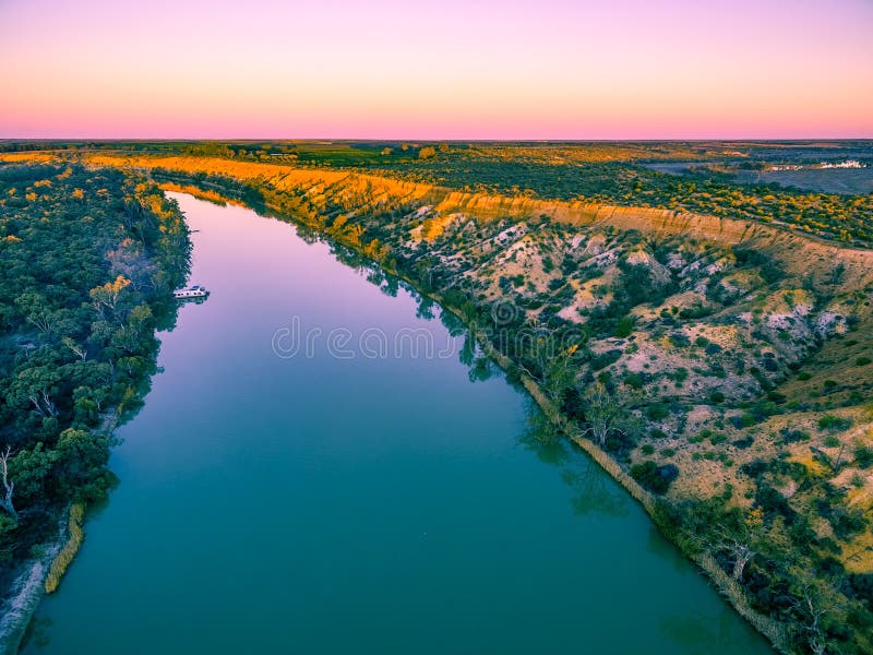 Sandstone Cliffs and Murray RIver at Sunset. Stock Image - Image of ...