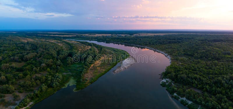 Aerial Landscape View Over the River, Don River, Russia Stock Photo ...