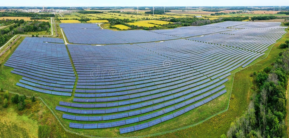 Aerial of a Large Solar Panel Array Stock Photo - Image of conservation ...
