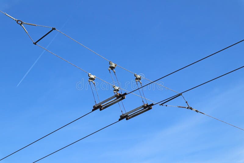 Aerial Lead Cables of the Trolley Bus Stock Photo - Image of ...