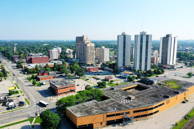 Aerial of the London, Ontario, Canada Downtown Stock Image - Image of ...