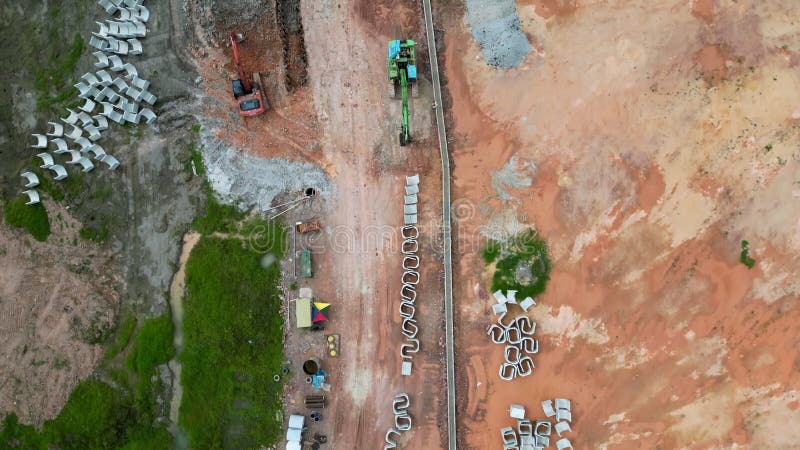 Aerial Look Down Construction Site Stock Video - Video of engineering ...