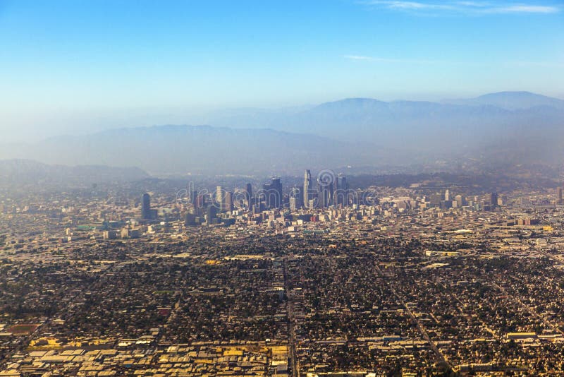 Aerial of Los Angeles with Blue Sky Stock Photo - Image of panoramic ...
