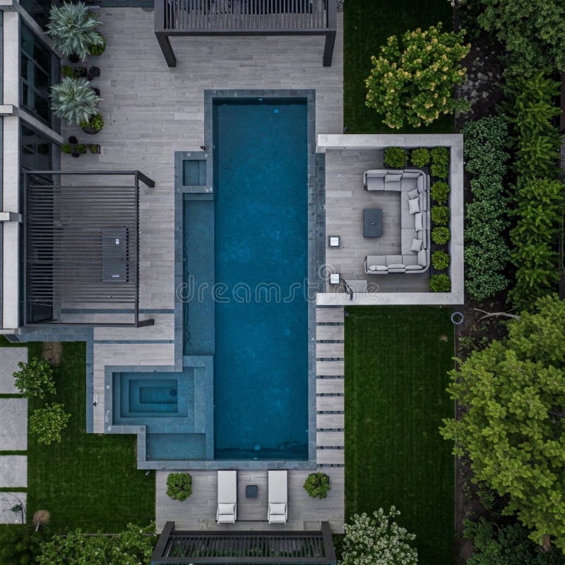 Aerial Luxury Pool Patio Pergola (Generated with AI) Stock Illustration ...