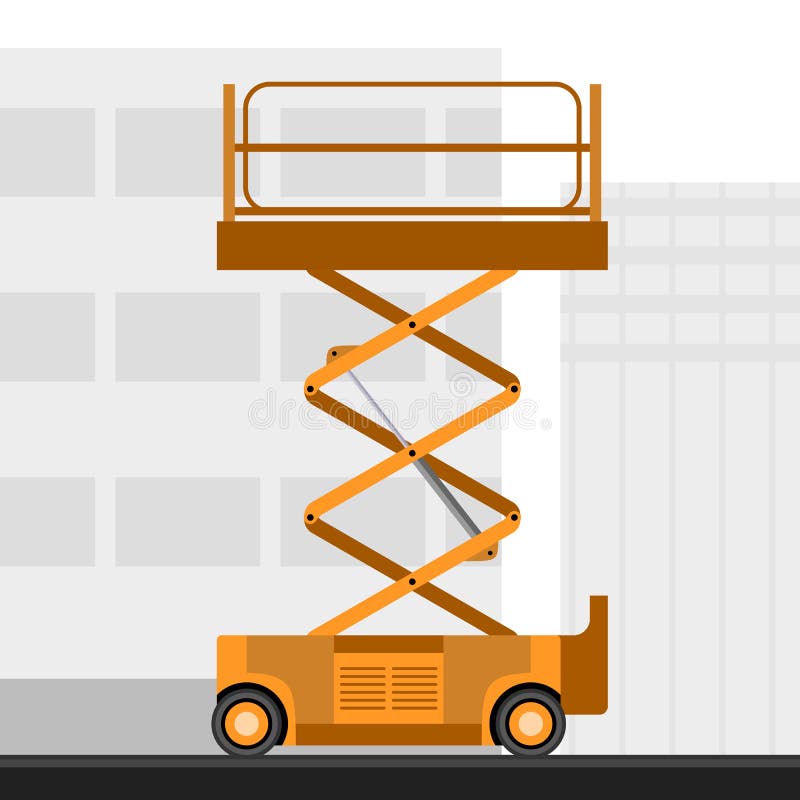 Aerial Man Scissor Lift Crane Stock Vector - Illustration of loader ...