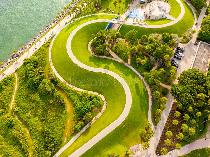 Aerial Miami Beach Florida Park Landscape Stock Photo - Image of aerial ...