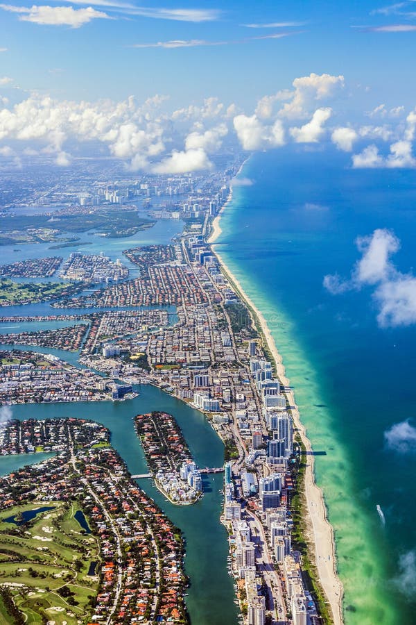 Aerial of Miami S Coastline Stock Image - Image of blue, coastline ...