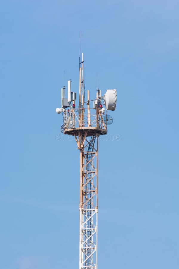 Aerial of Mobile Communication on a Background of a Blue Cloudy Sky ...