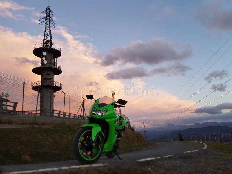 Landscape motorcycle stock image. Image of clouds, motorcycle - 111800719