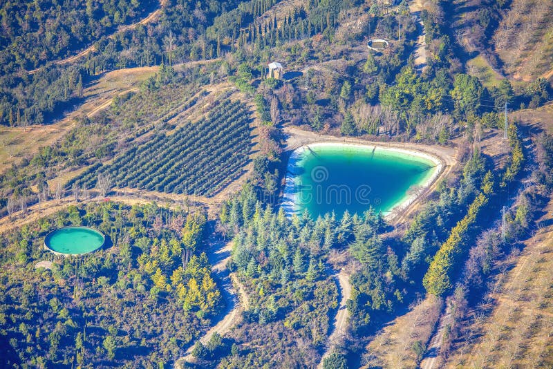 Aerial nature and pool stock image. Image of natural - 140894755