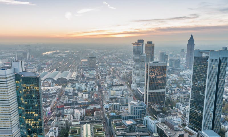 Aerial Night View of Frankfurt Skyline, Germany Stock Image - Image of ...
