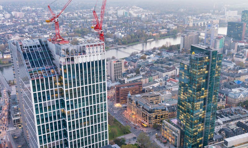 Aerial Night View of Frankfurt Skyline, Germany Stock Photo - Image of ...