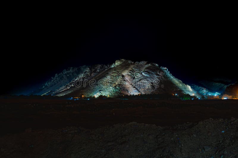 Aerial Night View of the Ohod Mountain Stock Image - Image of scene ...