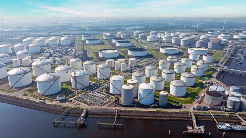 Aerial from Oil Containers in the Harbor in Rotterdam in the ...