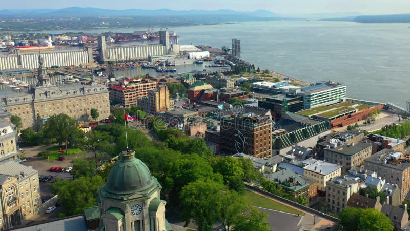 Aerial of the Old Town of Quebec City, Quebec, Canada by River 4K Stock ...