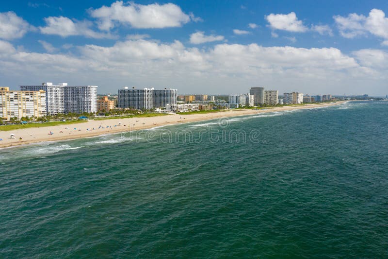 Aerial Over Ocean Pompano Beach FL Stock Photo - Image of coastline ...
