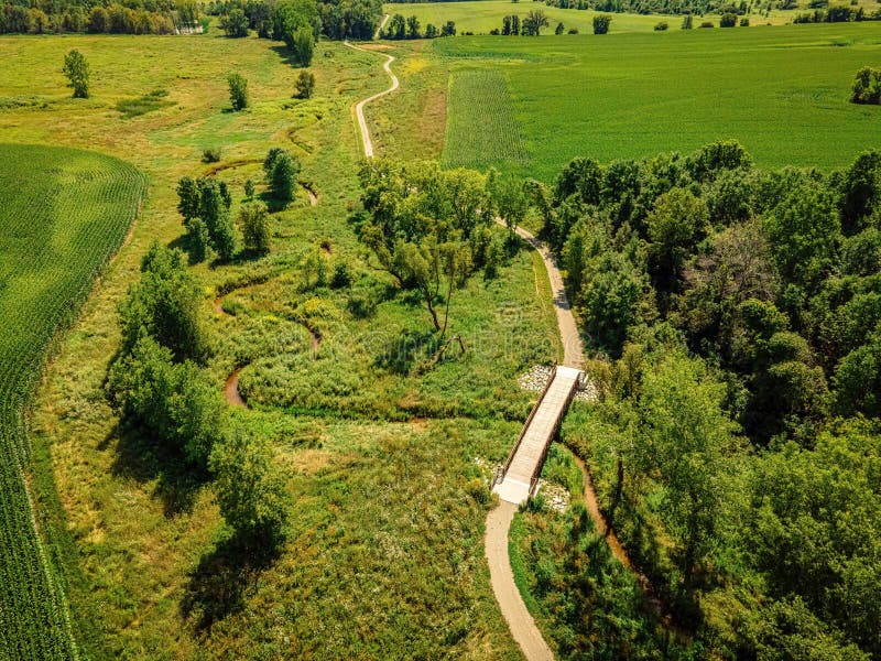 Aerial Over Wisconsin Summer Walking Trail Stock Photo - Image of ...