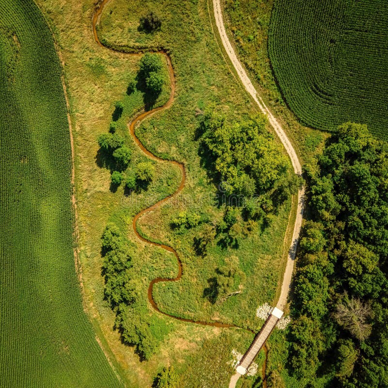 Aerial Over Wisconsin Summer Walking Trail Stock Image - Image of ...