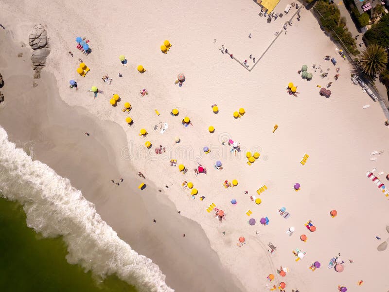 Aerial Overhead a Beach with Umbrellas Stock Image - Image of coast ...