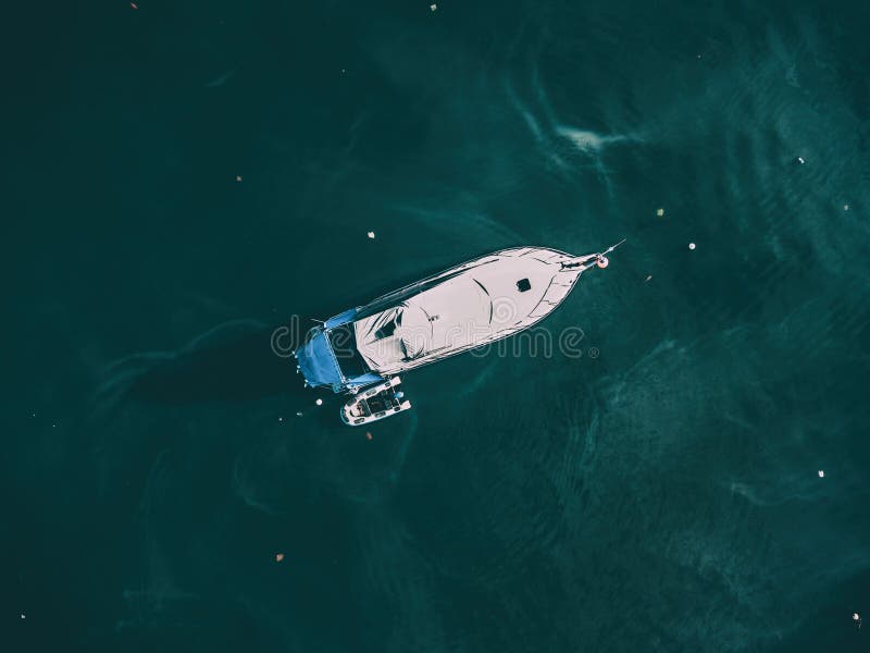 Aerial Overhead Shot of a Boat at the Sea Stock Image - Image of ...