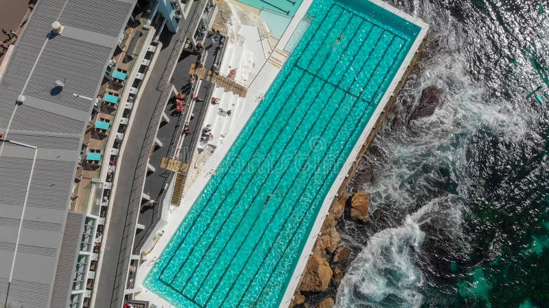 Aerial Overhead View of Bondi Beach Pools Area, Australia Stock Image ...