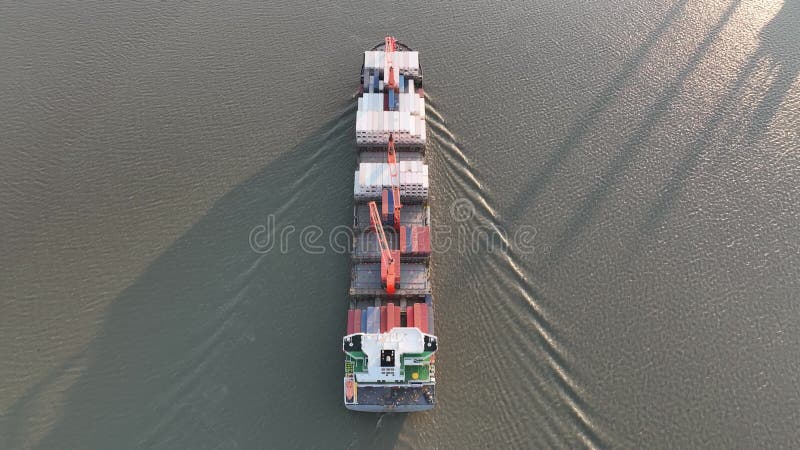 Aerial Overhead View of Cargo Ship on the Delaware River Stock Video ...