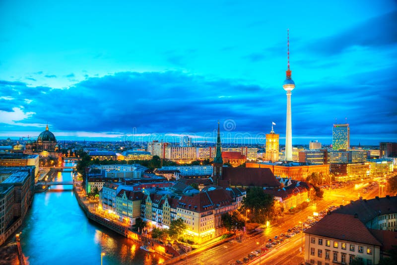 Aerial overview of Berlin stock photo. Image of river - 104197988