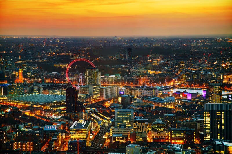 Aerial overview of London editorial image. Image of night - 53851445