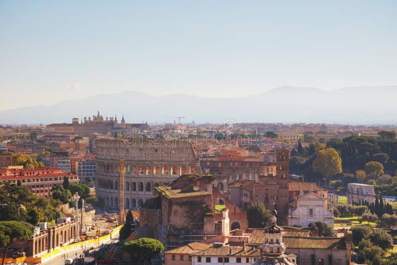 Aerial overview of Rome stock image. Image of landmark - 83758273