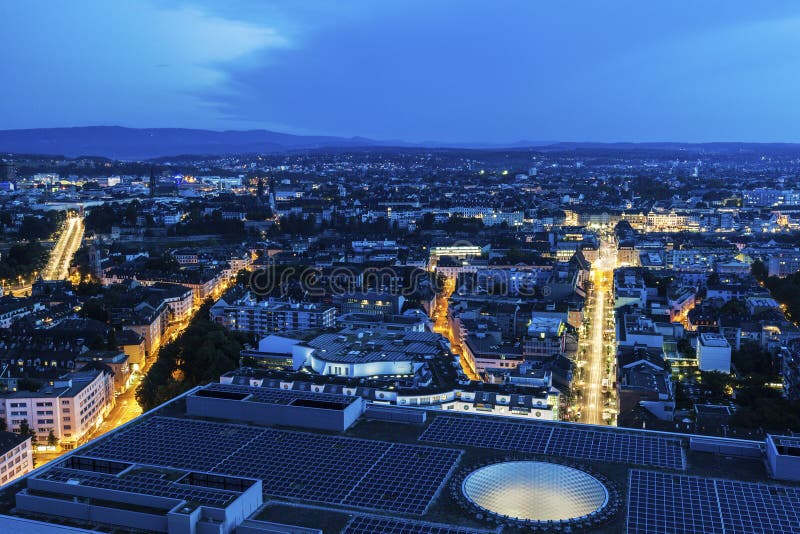 Aerial panorama of Basel stock photo. Image of skyline - 81136088