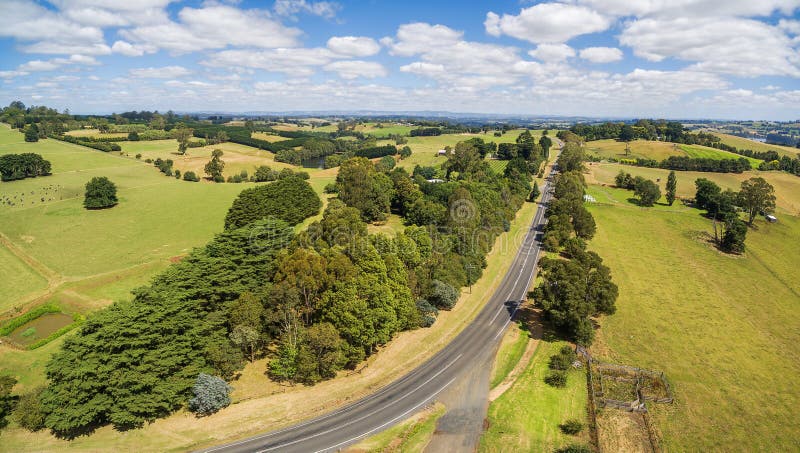 Aerial Panorama of Beautiful Countryside. Trees, Pastures, Field Stock ...