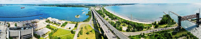 Aerial Panorama of the Burlington Skyway in Ontario, Canada Editorial ...