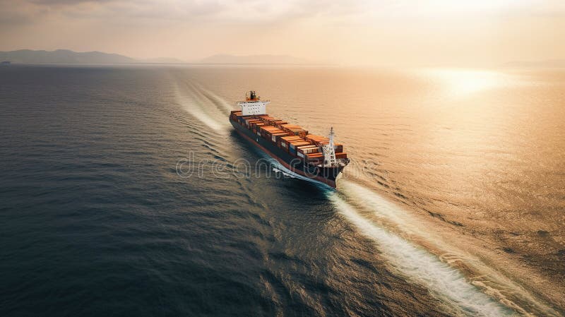 Aerial Panorama of a Cargo Ship Carrying Container for Import and ...
