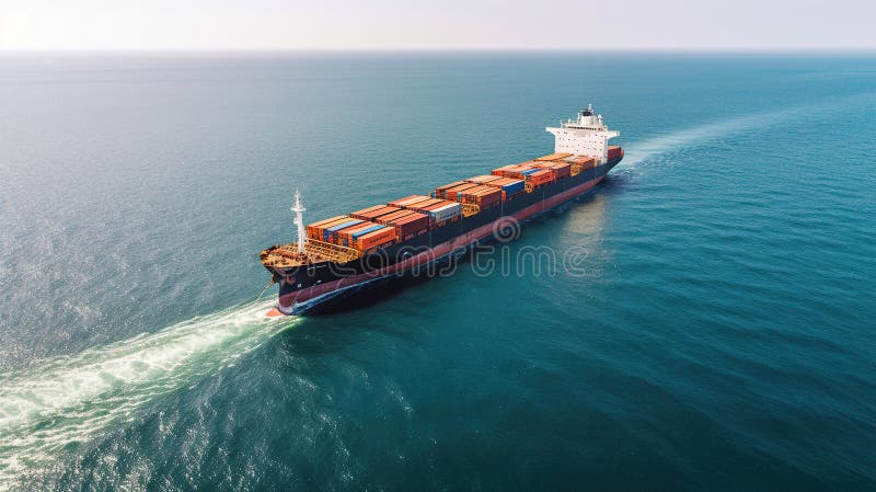 Aerial Panorama of the Cargo Ship Carrying Containers. Generative Ai ...