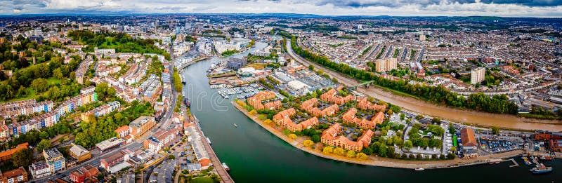 Aerial Panorama of the City of Bristol Stock Image - Image of panoramic ...