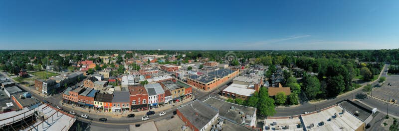 Aerial Panorama of Downtown Simcoe, Ontario, Canada Stock Image - Image ...