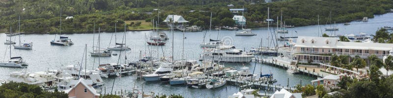 Aerial Panorama of Elbow Cay, Bahamas Stock Photo - Image of marina ...