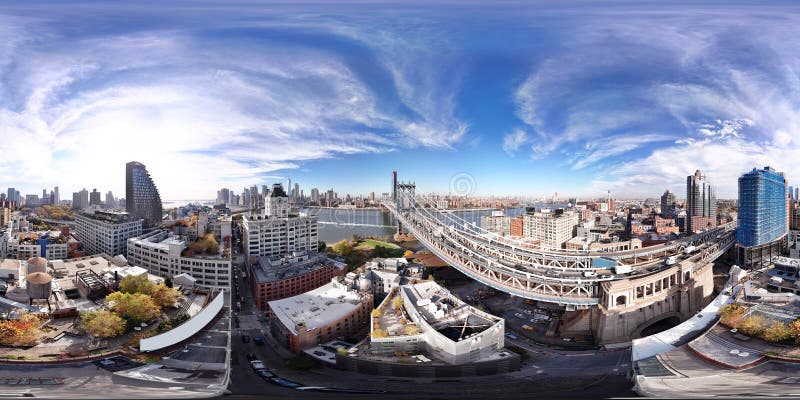 Aerial 360 Panorama Equirectangular Photo of Brooklyn New York with ...