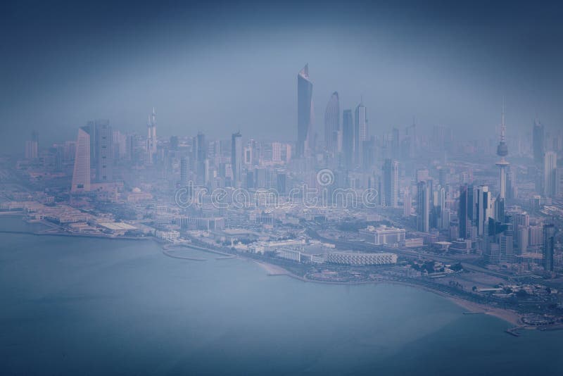 Aerial Panorama of Kuwait City Stock Image - Image of peninsula ...