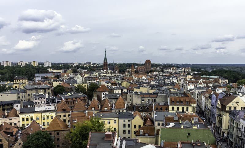 Aerial Panorama of Old Town - Torun, Poland Stock Image - Image of ...