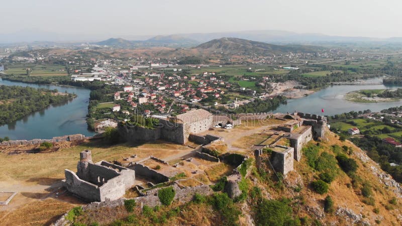 Aerial Panoramic of Rozafa Castle or Shkoder Castle in Shkoder Stock ...
