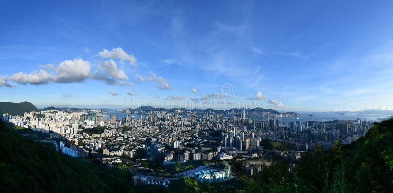 Aerial Panoramic Shot of a City Stock Image - Image of hill, panoramic ...