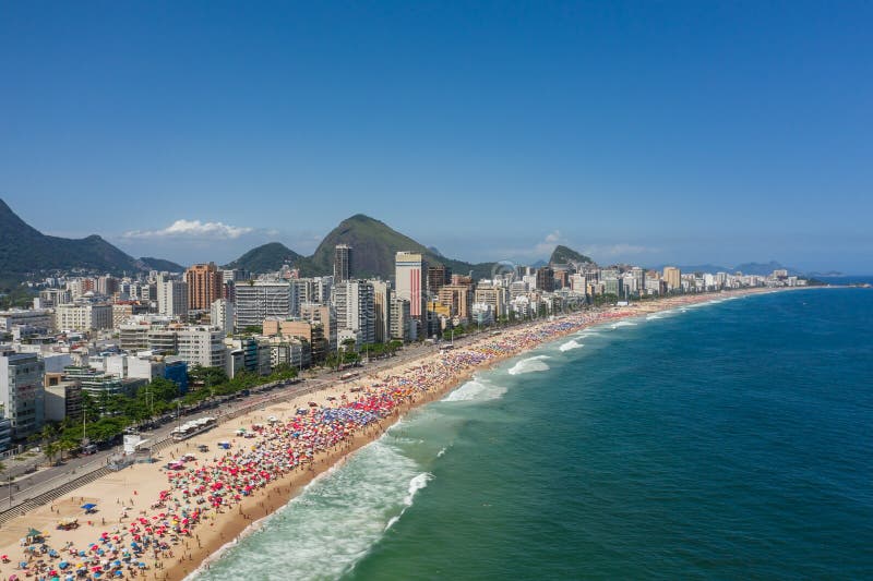 Aerial, Panoramic Shot of Rio De Janeiro Beaches during Summer Stock ...