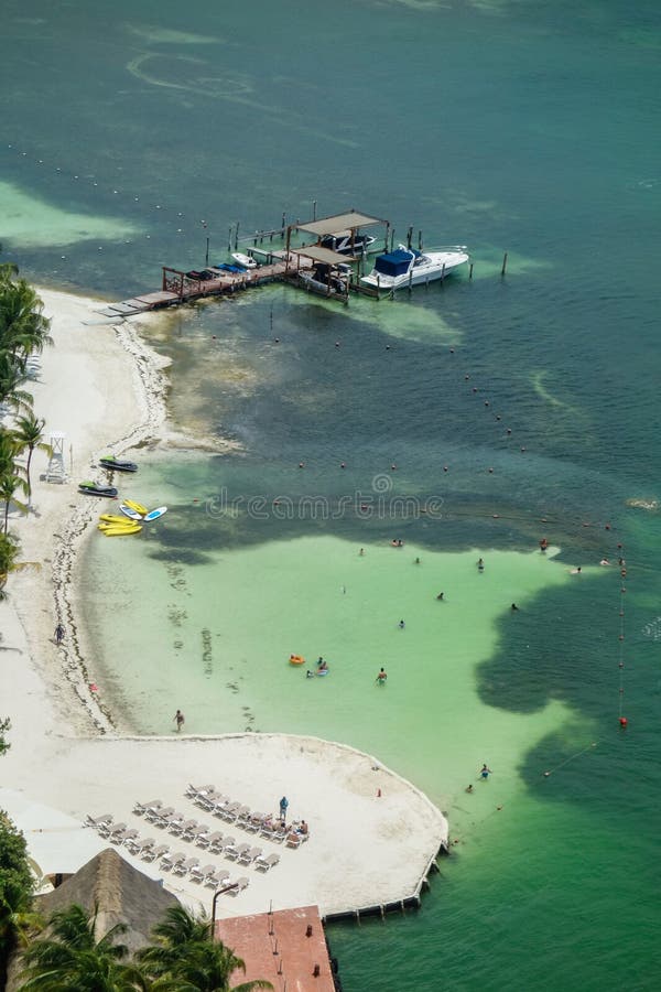 Aerial Panoramic of Turquoise Sea in Cancun, Mexico Stock Image - Image ...