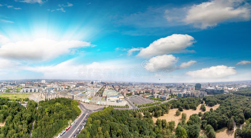 Aerial Panoramic View of Berlin Brandenburg Gate Area, Germany Stock ...