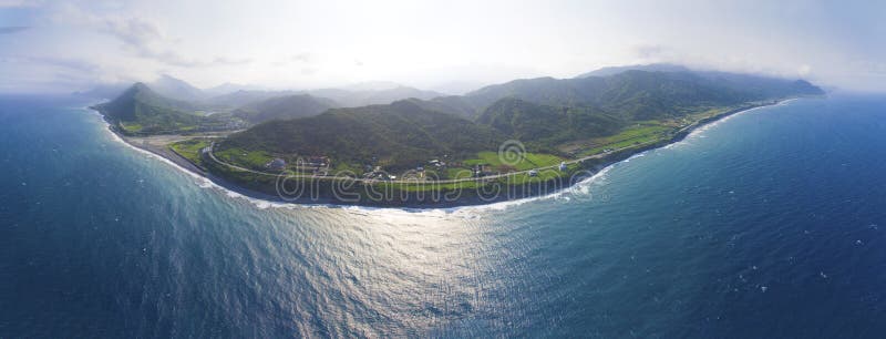 Aerial Panoramic View of the Eastern Mountain Coast Stock Image - Image ...