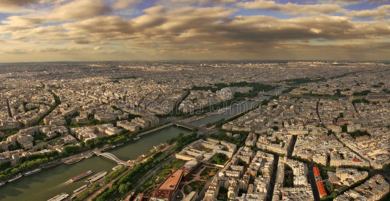Aerial Panoramic View on Paris. Stock Image - Image of landmark, site ...
